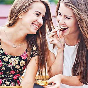 SOULMEET Moon Necklace Gifts for Birthday Long Distance Relationships, Sterling Silver Cubic Zirconia Women Dainty Jewelry Gifts for Mother's Day Christmas Friendship