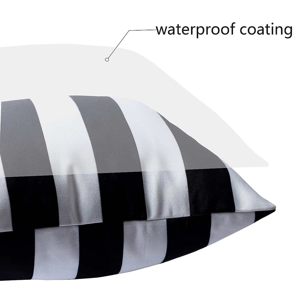 famibay Decorative Outdoor Waterproof Throw Pillow Covers, Pack of 2 All Weather Patio Cushion Case Pillow Covers for Patio Furniture Porch,Balcony,Tent,Couch Bench 18x18 Inch Black and White Striped