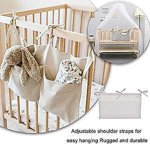 SuXHyez Bedside Caddy Hanging Storage Pocket Baby Cot Pocket Organiser for Holding Bottle Toy Diaper Nursery Dorm Rooms Baby Bed Rails Hanging Storage Bag（Grey