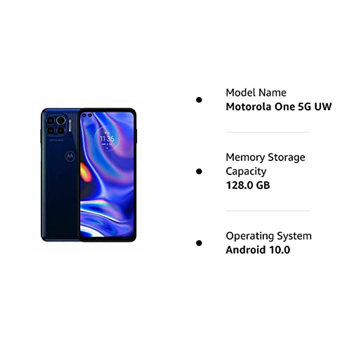 Motorola One 5G UW 128GB Oxford Blue for Verizon (Renewed)