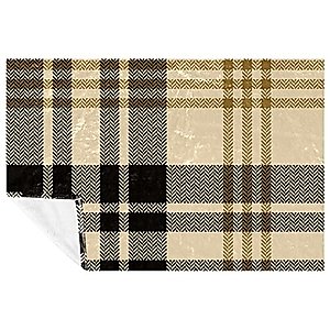 Plush Blanket Throw Blanket Warm Cozy Soft Microfiber Blankets, Khaki Vintage Lattice Plaid Grid
