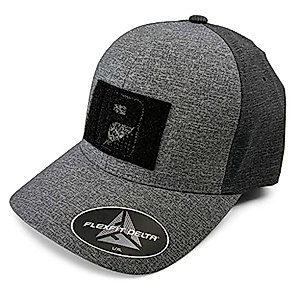 Pull Patch Delta Flexfit Hat | Melange Dark Grey & Charcoal Tactical Cap | L/XL | 2x3 in Loop Surface to Attach Patches