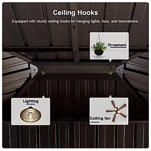 PURPLE LEAF 10' x 13' Outdoor Hardtop Gazebo Canopy Outside Metal Roof Heavy Duty Permanent Pavilion