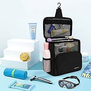 hatisan Portable Shower Caddy Dorm Room Essentials, Shower Caddy College Hanging Mesh Shower Caddy Bathroom Caddy, Shower Bag for College Shower Caddy Tote Traveling Gym Camping (Black)