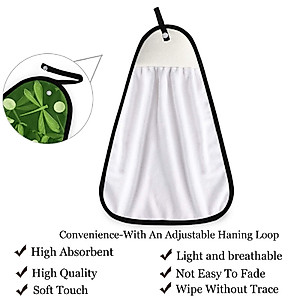 visesunny Cute Green Dragonflies Hand Towel for Kitchen Bathroom Decor Soft Absorbent Cotton Dish Towel with Hanging Loop Botton Cleaning and Drying Washcloth