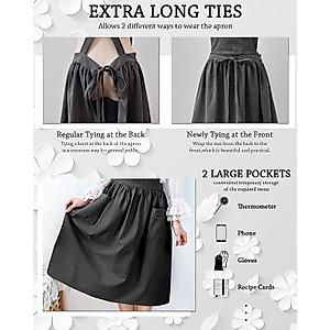 INNIFER linen Aprons for women with pockets Apron dress Cross Back Apron Work Apron for Cooking,Baking,Gardening