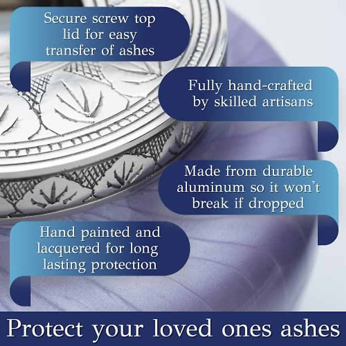 FOVERE – Small Urns for Human Ashes – Purple Ashes Keepsake Urn – 100% Handmade Decorative Urns for Males and Females. Pet Urn for Dogs Ashes and Cats.