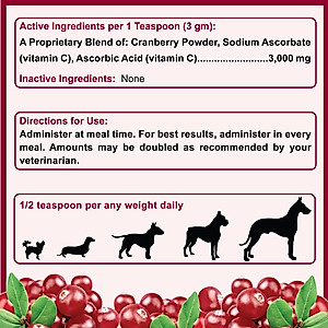 Dogzymes Cran Tri C Cranberry Urinary Tract Support, Vitamin C Blend, 1418mg per Teaspoon (2 Pound)