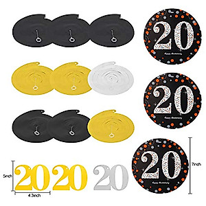 Yoaokiy 20th Anniversary Decorations Supplies Kit - Including Glitter Happy 20th Anniversary Banner, 9Pcs Hanging Swirl, 6Pcs Poms - 20th Wedding Anniversary Party Decorations Photo Props…