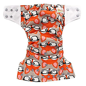 Baby Nappy Bamboo Charcoal Cloth AIO Diapers, Sewn in Insert Double Gussets