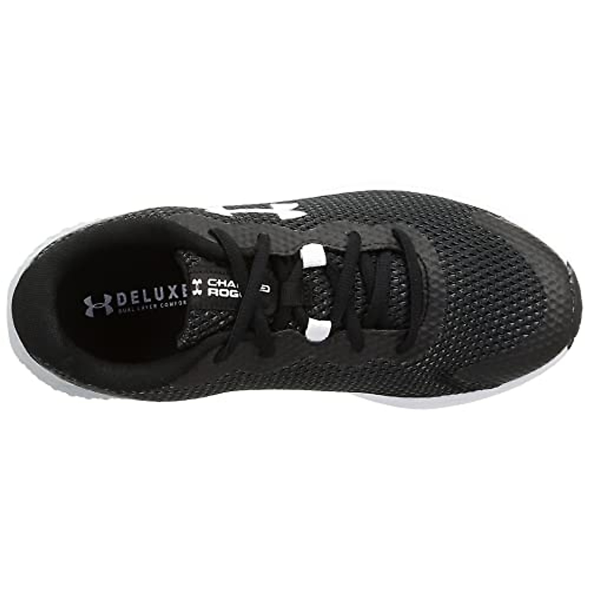 Under Armour Men's Charged Rogue 3 4E Running Shoe, (002) Black/Mod Gray/White, 8