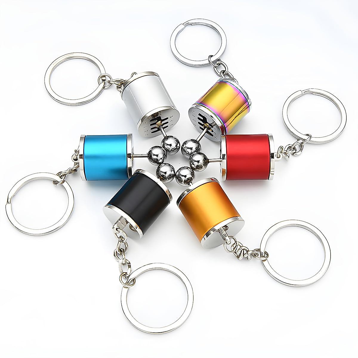 Osilly Gearbox Keychain, Six Speed Manual Transmission Stick Shift Keyring, Auto Part Creative Fidget Toy, Car Shifter Gear Keyfob Automotive Key Chain Ring, Car Accessories (Blue)