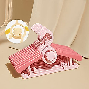 Bebamour Baby Nursery Closet Hangers Cute Baby Hangers for Girl Boy, 10pcs Toddler Kids Child Nursery Closet Hangers, Non-Slip and Extendable Laundry Infant Hangers for Newborn Clothes (Pink)