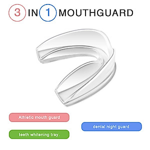 Coolrunner Mouth Guard Sports, 10 Pack Athletic Mouth Guards, Professional Moldable Youth Mouthguard for Maximum Protection, Customizable for Comfort(12 Years or Older) (Transparent+Blue)