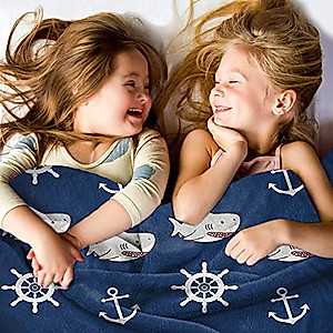YRAQLVU Shark Throw Blanket Cute Baby Blankets for Couch Crib, Warm Flannel Fleece Shark Blanket for Unisex Adult Boys Girls Fish Gifts Ultra-Soft Lightweight Anchor Cozy Blanket, 40x50 Inches