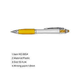 MiSiBao Stylus Pens for Touch Screens, Medium Point Pens with Crystals for Women and Kids Black Ink Pen with Stylus Ballpoint Pens with Comfort Grip for The Ipad（5 Count+3 Refills）