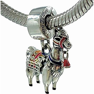 BOLENVI Alpaca Llama Peru 925 Sterling Silver Dangle Pendant X Charm Bead For Pandora & Similar Charm Bracelets or Necklaces