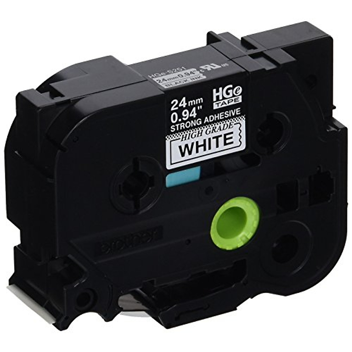 Brother Genuine P-Touch, HGE-S251 5 Pack Tape (HGeS2515PK) 0.94" (24mm) x 26.2ft (8m) Extra Strength Adhesive, Black on White, Indoor/Outdoor Use, Extreme Temps, Chemical and Moisture Resistant