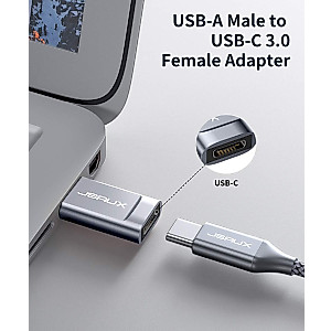 JSAUX USB-C to USB 3.0 Adapter(2 Pack), Type-C Female to USB-A Male Adapter, USB C 3.1/3.0 Converter Support Data Transfer & Stable Charging for Laptop, Chargers, Power Bank, iPhone 15 14 13 12