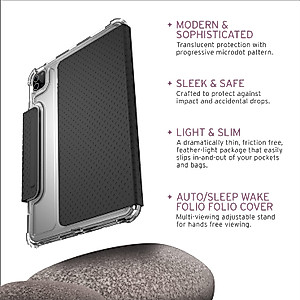 URBAN ARMOR GEAR [U] by UAG iPad Pro 11" (4th/3rd Gen 2021-2022), iPad Air 10.9 (5th/4th Gen) Case Lucent Slim Shockproof Smart Folio Protective Cover with Auto/Sleep Wake & Pencil Holder, Black/Ice