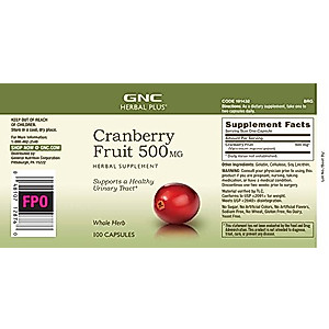 GNC Herbal Plus Whole Herb Cranberry 500mg 100 Capsules