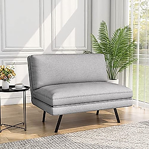 IULULU Convertible Chair Bed, Sleeper Sofa with Adjustable Backrest, 4-in-1 Folding Mini Floor Couch for Small, Dorm, Guest Room, Grey