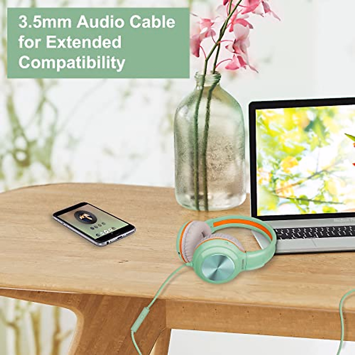 SIMOLIO Boys Girls Headphones with MIC, Wired School Headphones for Kids Children Teens Adult Amazon Kindle Fire PC Tablet MP3/4, 85dB 94dB 104dB Volume Limited Headset with Adjustable Headband