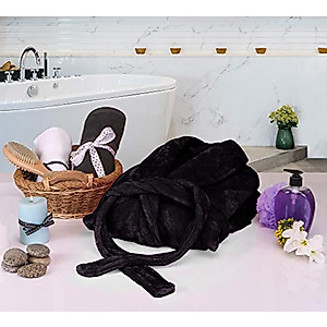 NY Threads Women's Fleece Shawl Collar Bathrobe Plush Long Spa Robe, Large, Black