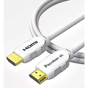 Pacroban 8K HDMI Cable (10ft) White,8K 60, 4K 120, and up to 10K Resolution, eARC,QFT, QMS, VRR,48Gbps Bandwidth, Dynamic HDR, HDCP 2.2 & 2.3, DTS:X, Dolby Atmos, Dynamic HDR, CL3 in-Wall Safe