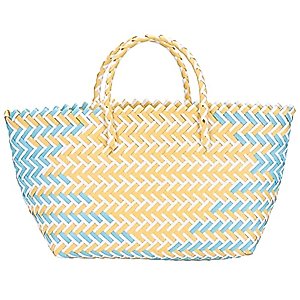Yardwe Hand- Woven Straw Handbag Bag Wicker Handbag Basket Purse Retro Women Straw Tote Blue+ Yello