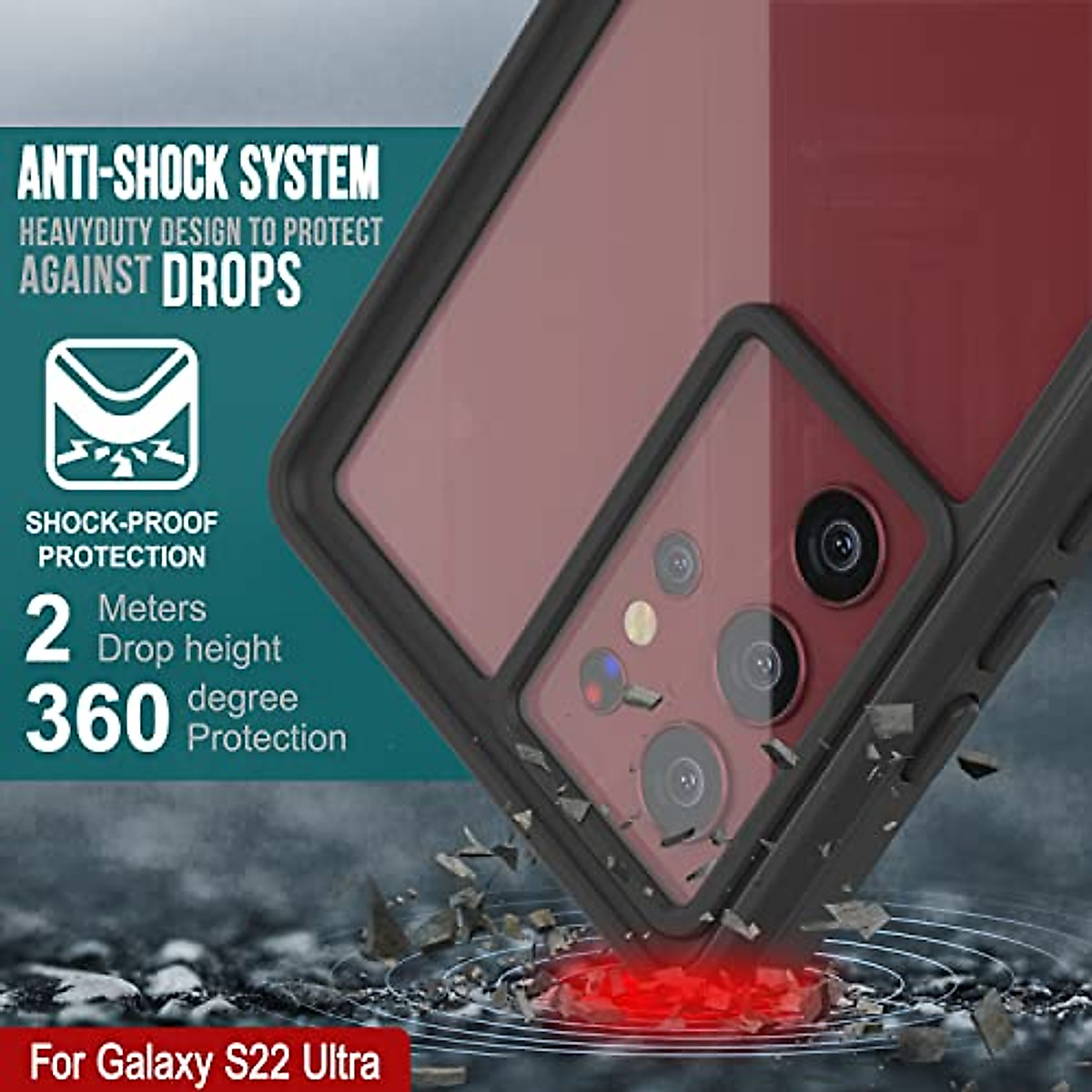 Punkcase Galaxy S22 Ultra Waterproof Case [Extreme Series] [Slim Fit] [IP68 Certified] [Shockproof] [Dirtproof] [Snowproof] Armor Cover for Galaxy S22 Ultra 5G (6.8") (2022) [Black]
