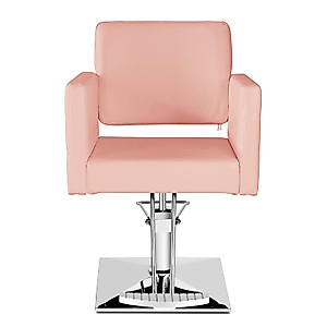 Paddie Hydraulic Salon Chair for Hair Stylist, 360 Degrees Rolling Swivel Barber Chairs All Purpose Beauty Spa Equipment, Max Load Weight 330 Lbs (Pink)
