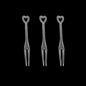 Honbay 200PCS Transparent White Disposable Fruit Forks Dessert Forks Cake Forks Appetizer Forks Plastic Cocktail Picks Sticks Cute Heart Shaped Food Picks