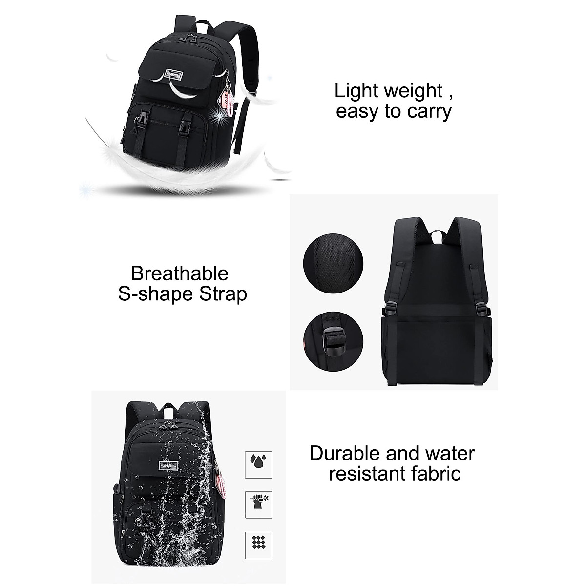 JiaYou Teen Girls Casual Backpack High Middle School Daypack Women Daily Travel Laptop Bag(2# Blue,35 Liters)