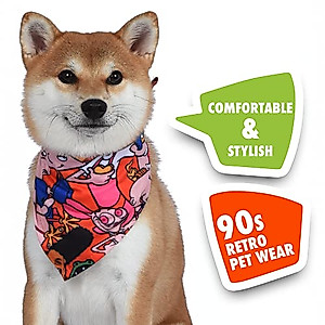 SpongeBob SquarePants for Pets All Stars Dog Bandana | Soft and Comfortable Dog Bandana with 90s Nickelodeon Characters from Rugrats, Hey Arnold, and More | One Size Fits All Dog Bandana