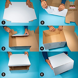 12x12x6 inches Corrugated Heavy-Duty White/Brown Sturdy Kraft Cake Boxes (50-Pack)