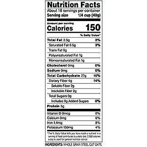 Amazon Brand - Happy Belly Steel Cut Oats, 1.56 pound (Pack of 1)