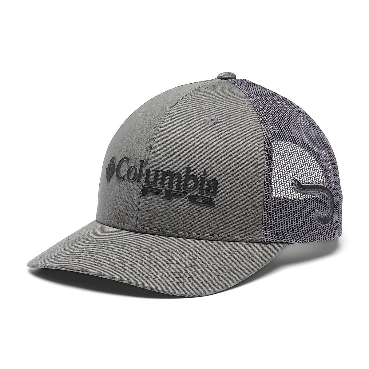 Columbia Unisex PFG Mesh Snap Back Ball Cap, Titanium/Black/Hook, One Size