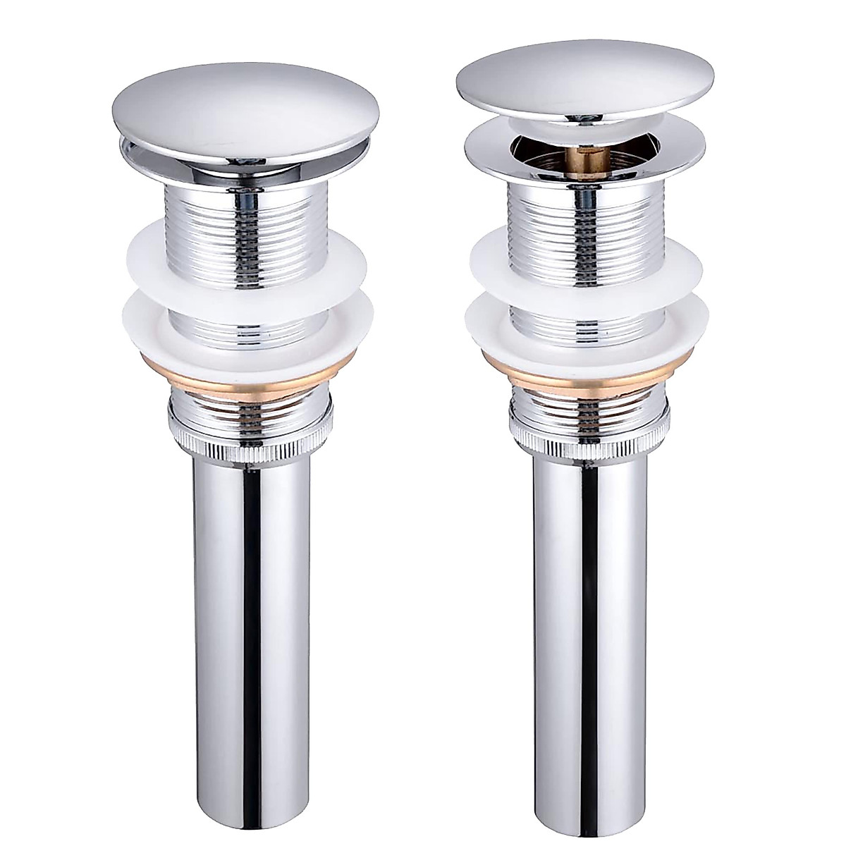 Aquaterior 1 5/8" Bathroom Pop up Drain Vessel Sink Drain Solid Brass Kitchen Sink Drains Tub Basin Polished Chrome