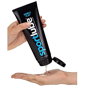 Sportlube Double Play Premium Water-Based Personal Lubricant 8oz Tube - Intimate Sex Lube for Men, Women, & Couples - Natural Feel, Silky Smooth, Non-Staining