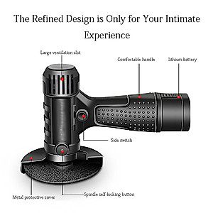 ALUNYAN Cordless Angle Grinder 4 Inch Hand Grinder 9000RPM with with 6000 MAh Lithium Battery& Charger for Cutting and Grinding Wood and Metal.