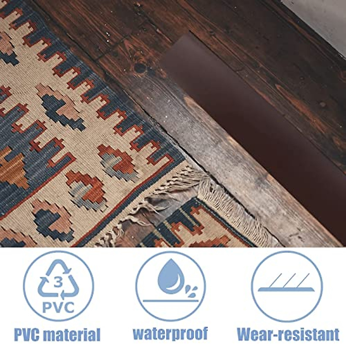 6.56FT Floor Transition Strip Self Adhesive(Brown),Door Threshold Strip,Floor Trim for Wood to Tile Transition, Floor Repair, Gap Coverings