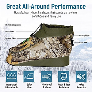 Lancer Tactical Large Size Insulated Boot Cover for Hunting (Color: Camo)