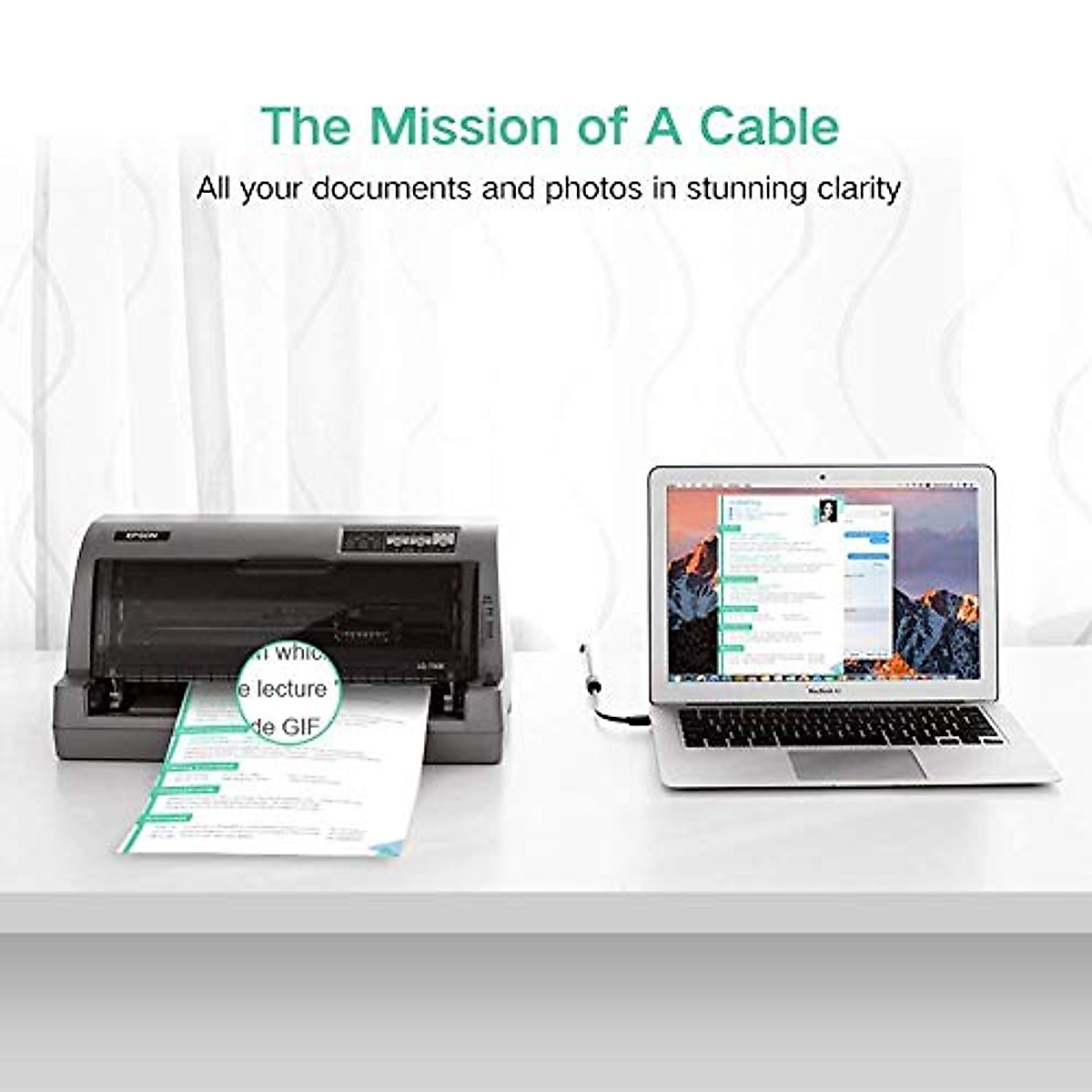 AlyKets USB 2.0 Printer Cable/Cord for Canon MX492 MX490 MX479 MX472 MP150 MP230 MP499 Printer, Brother, HP, Lexmark, Epson, Dell, Xerox, Samsung etc and Piano, DAC ( 6 Ft Long)