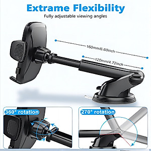 Phone Dash Mount for Car, Phone Holder for Car Windshield Dashboard Window, Gun Mount Hands Free Universal Automobile Cell Phone Holder Fit for iPhone Smartphones