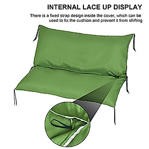 BASANOB Porch Swing Cushions Cover, Three Seat Swing Replacement Cushion Cover, Anti-Fading and Anti-Slip Starp Rope Design Bench Cushion Cover for Outdoor Furniture (Khaki, 60" W x 40" D x 4" Thick)