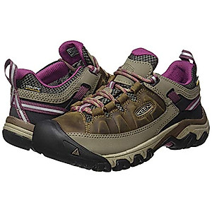 KEEN Women's Targhee 3 Low Height Waterproof Hiking Shoes, Weiss/Boysenberry, 9
