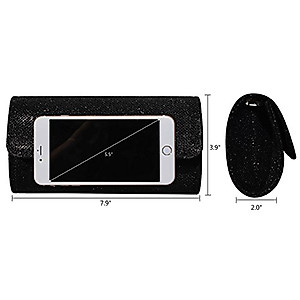 Outrip Women's Evening Bag Clutch Purse Glitter Party Wedding Handbag with Chain (Black)