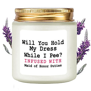 LAMIVEENLA Maid of Honor Gifts Scented Candle Lavender - Bridesmaid Proposal Gifts Matron of Honor Proposal Gifts Bridesmaid Gifts Soy Candle 4oz