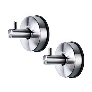 YOHOM 2Pcs SUS 304 Stainless Steel Vacuum Suction Cup Hooks Shower Holder - Removable Bathroom Shower Hook Suction Towel Rack and Kitchen Organizer for Towel Hook, Bathrobe and Loofah,Brushed Finish